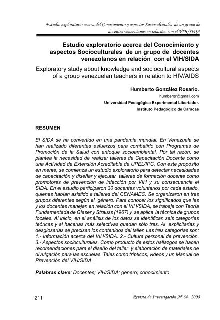 Estudio exploratorio acerca del Conocimiento y aspectos ... - SciELO