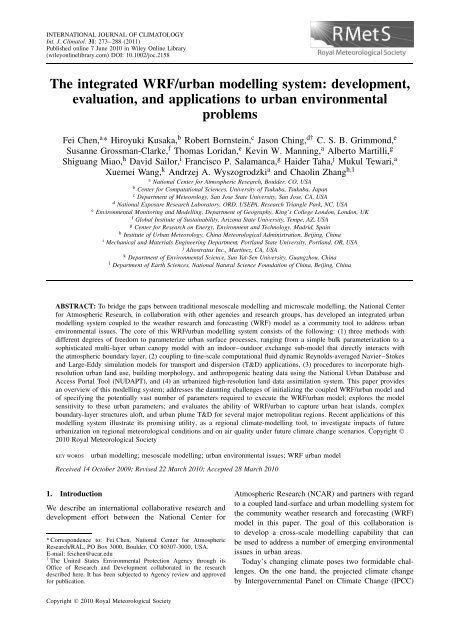 The integrated WRF/urban modelling system: development ... - RAL