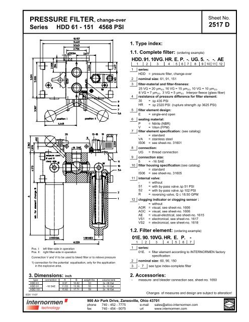 PRESSURE FILTER, change-over Series HDD ... - internormen.com