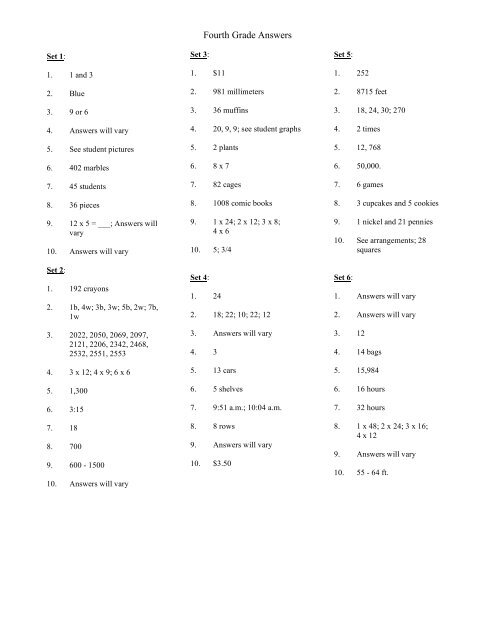 Grade 4 Answers - Hanlon Math