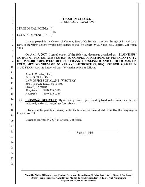 Motion to compel deposition sample - Grosnaked