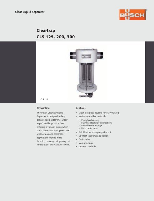 Cleartrap Liquid Separator - Mcschroeder.com