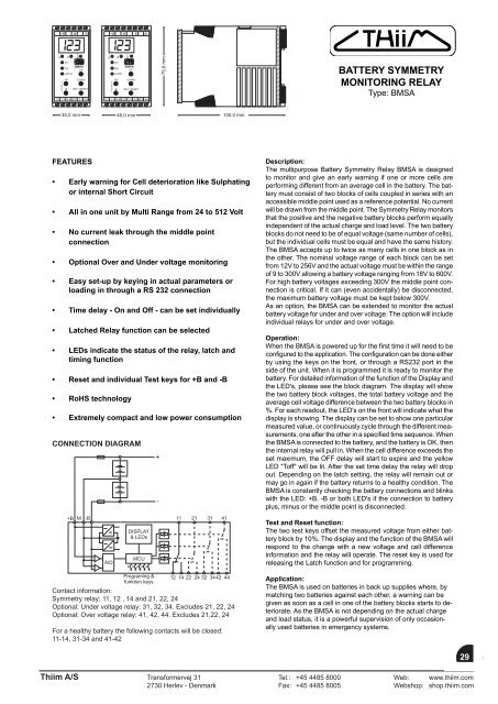 BATTERY SYMMETRY MONITORING RELAY - Thiim A/S