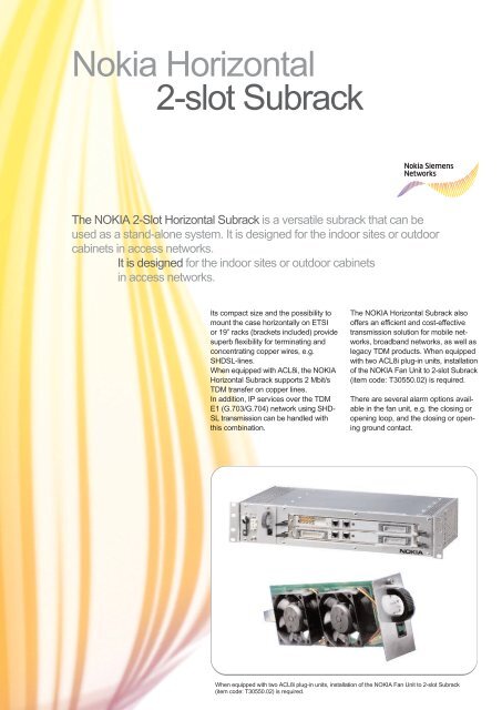 Nokia Horizontal 2-slot Subrack - Mic Data