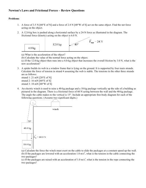 Newton's Laws and Frictional Forces â Review ... - classconnect