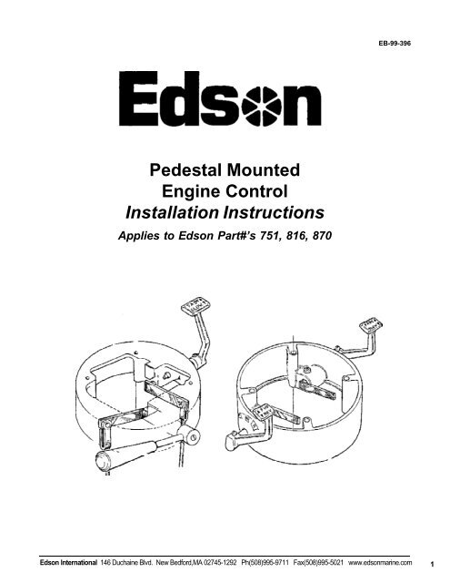 Pedestal Mounted Engine Control Installation ... - Edson Marine