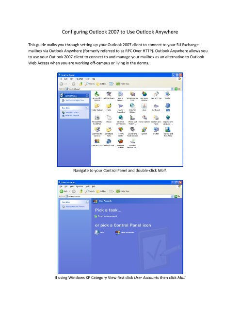 Configuring Outlook 2007 to Use Outlook Anywhere