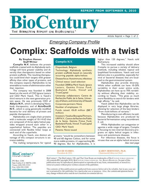 Complix: Scaffolds with a twist
