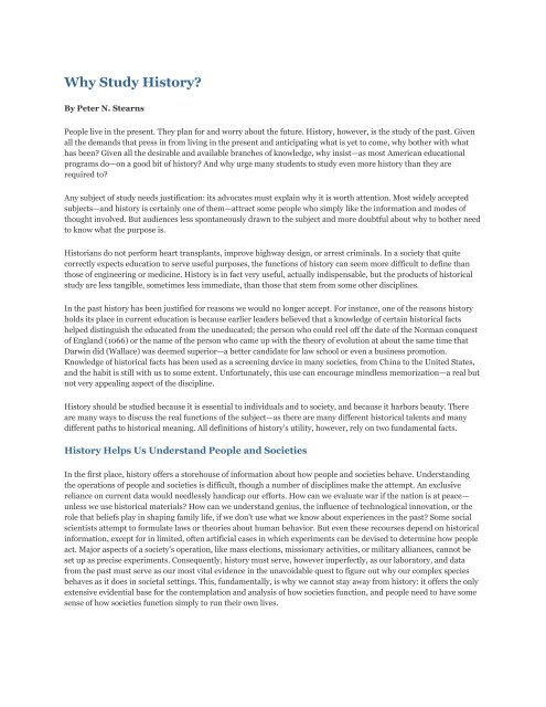 Why Study History? - American School of Doha