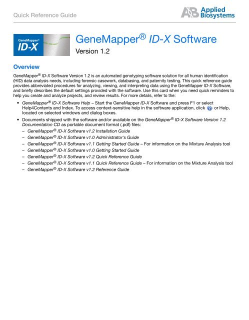 GeneMapper® ID-X Software Version 1.2 Quick ... - Life Technologies