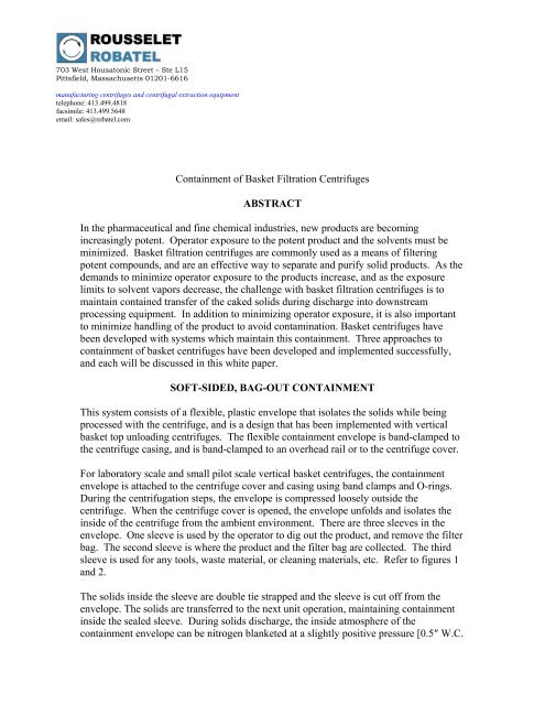Containment of basket centrifuges for potent compounds
