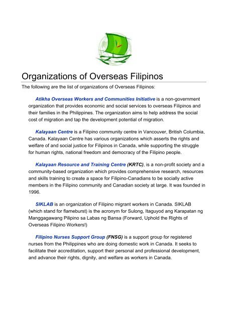 Organizations of Overseas Filipinos