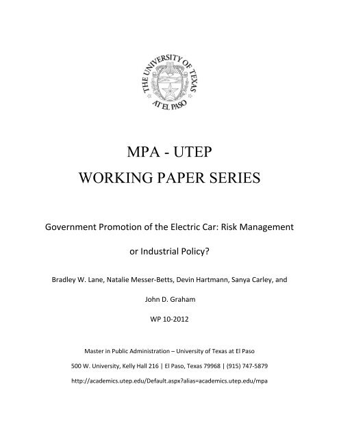 Government Promotion of the Electric Car: Risk Management