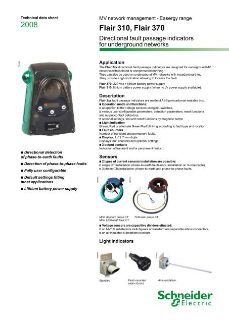 Easergy Flair 310/370 datasheet - Schneider Electric