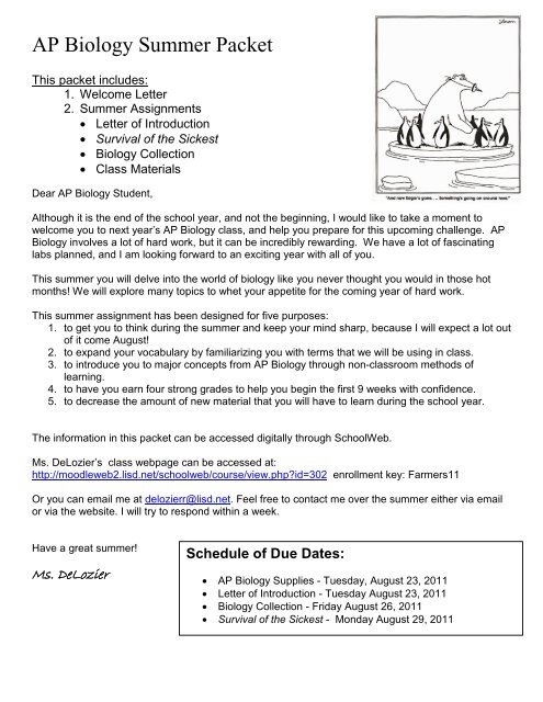 AP Biology Summer Packet - Lewisville High School