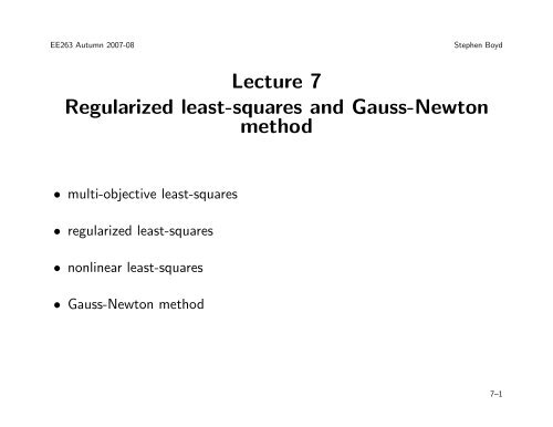 Lecture 7 Regularized least-squares and Gauss-Newton method