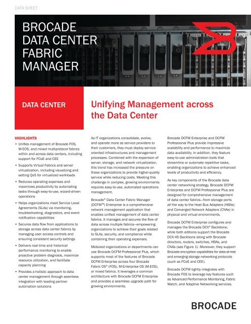 BROCADE DATA CENTER FABRIC MANAGER BROCADE DATA CENTER FABRIC MANAGER