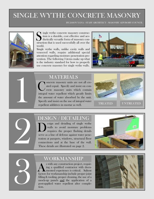 Design of Single Wythe Concrete Masonry - Masonry Advisory Council