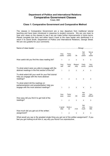 example of a student feedback form