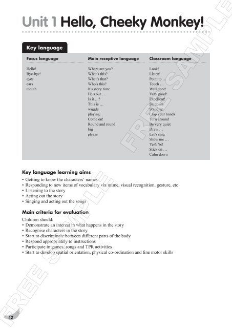 Unit 1 Hello, Cheeky Monkey! - Macmillan