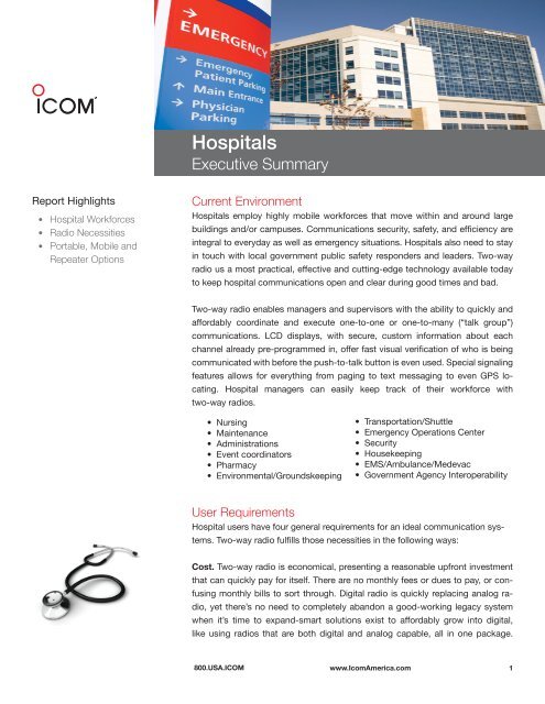 Read the Hospitals Executive Summary - Icom America