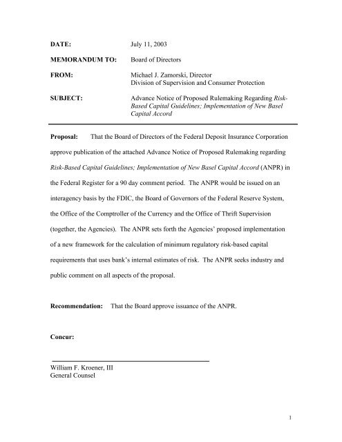 Advance Notice of Proposed Rulemaking Regarding Risk ... - FDIC