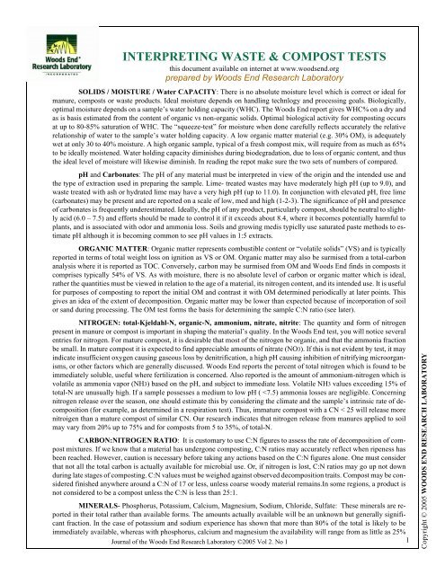 interpreting waste & compost tests - Woods End Laboratories