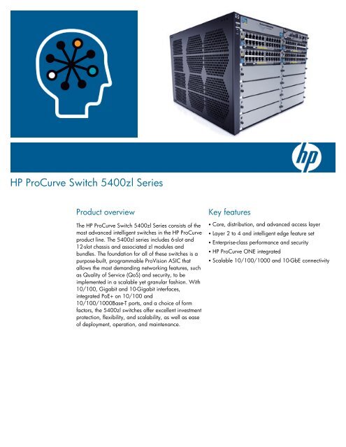 HP ProCurve Switch 5400zl Series data sheet - US English