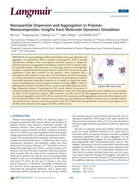Nanoparticle Dispersion and Aggregation in Polymer ...