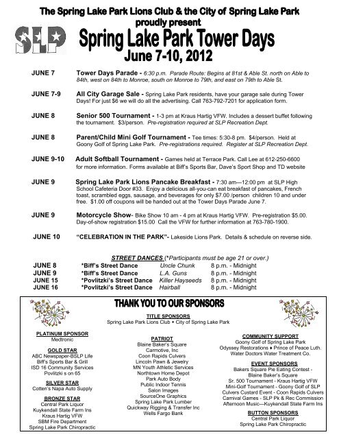 AMERICAN LUMBERJACK SHOWS - Spring Lake Park - Parks ...
