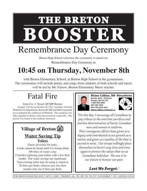 Remembrance Day Ceremony - Breton Booster