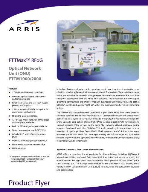 FTTMax RFoG Optical Network Unit (ONU), FTTM1000, 2000 - Arris
