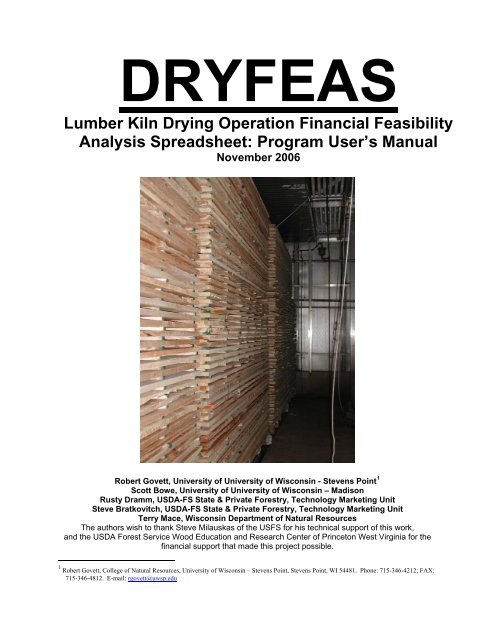 Lumber Kiln Drying Operation Financial Feasibility User's Manual