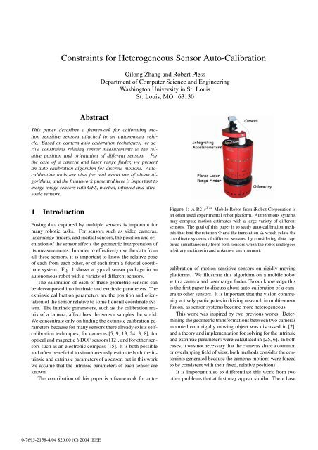 Constraints For Heterogeneous Sensor Auto Calibration