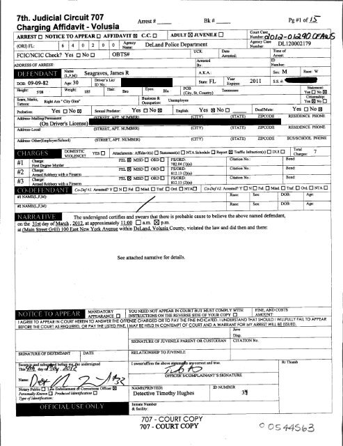 Charging Affidavit from DeLand Police - News 13