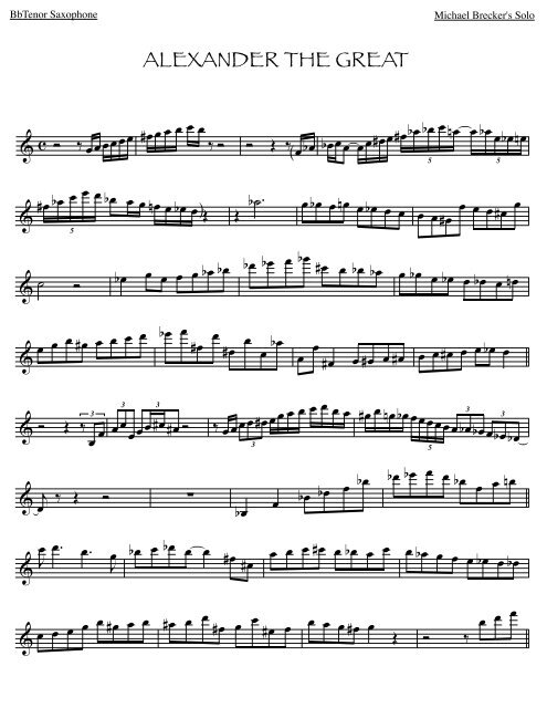 ALEXANDER THE GREAT - Michael Brecker Live Recordings