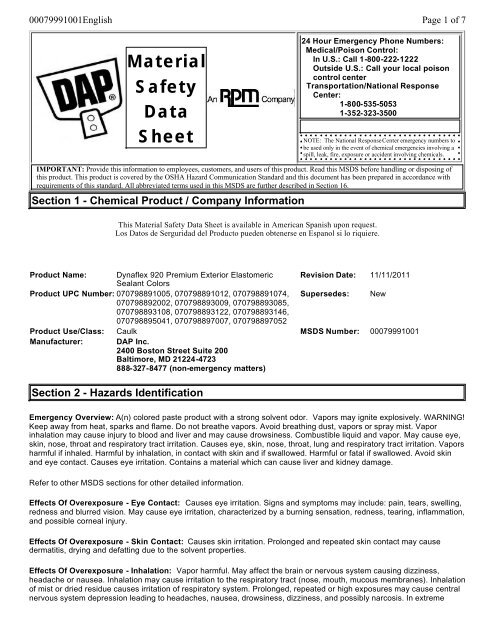 English MSDS - DAP Spec Line