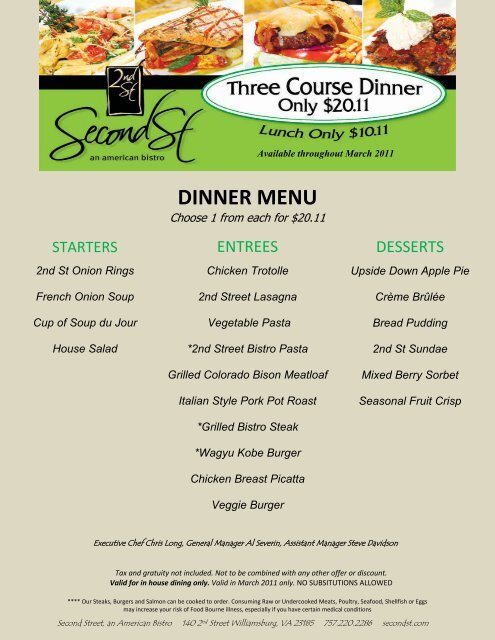 First Course - Second Street Restaurant