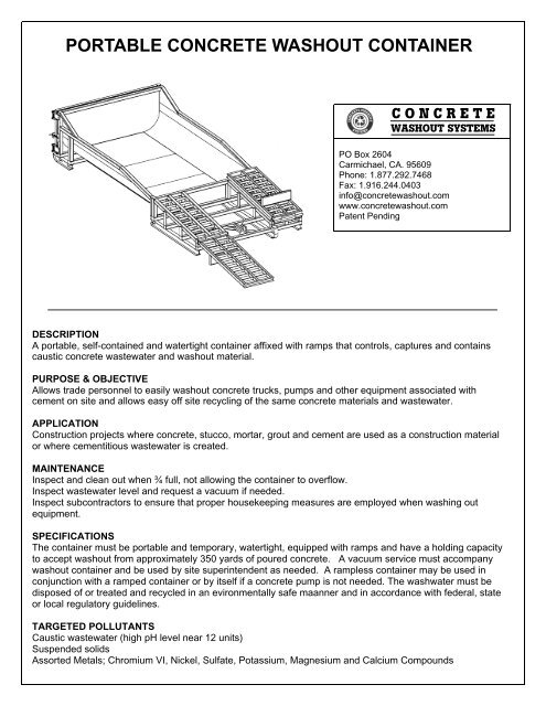 CONCRETE WASHOUT SYSTEMS