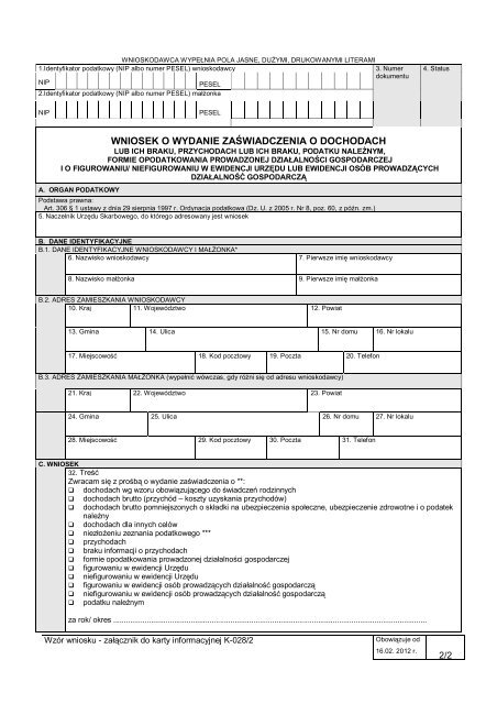 Wniosek o wydanie zaÅ wiadczenia o dochodach(*.pdf)