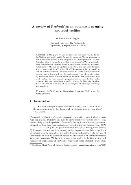 A review of Proverif as an automatic security protocol verifier