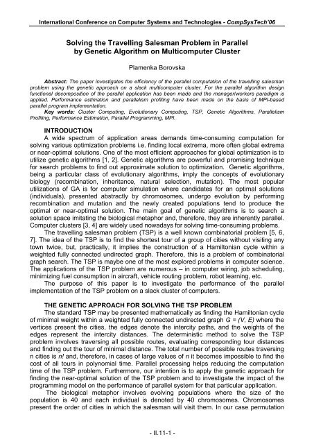 Solving the Travelling Salesman Problem in Parallel by ... - Ecet