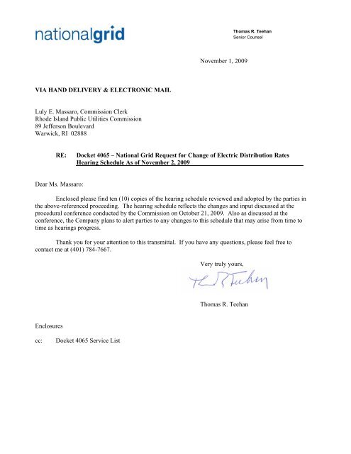 via hand delivery & electronic mail - Rhode Island Public Utilities ...