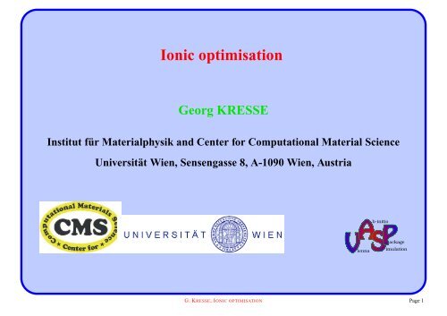 Ionic relaxation methods - VASP