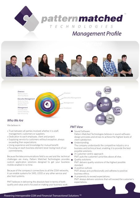 Management Profile - Pattern Matched Technologies