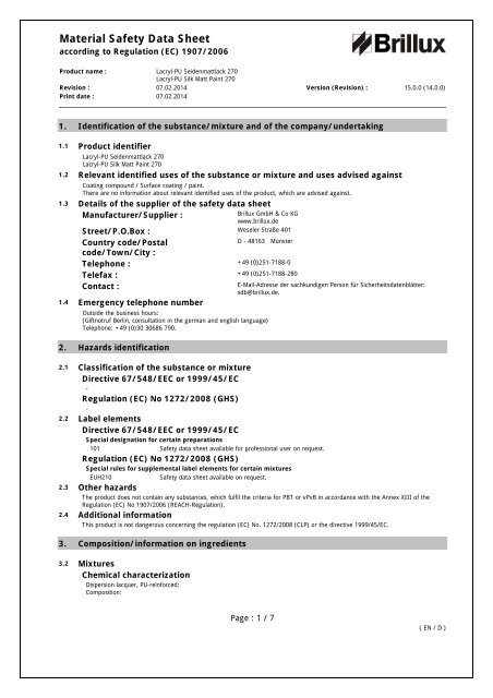 Material Safety Data Sheet - Brillux