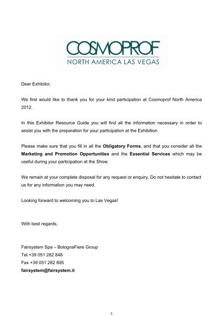 Dear Exhibitor, We first would like to thank you for your kind ...