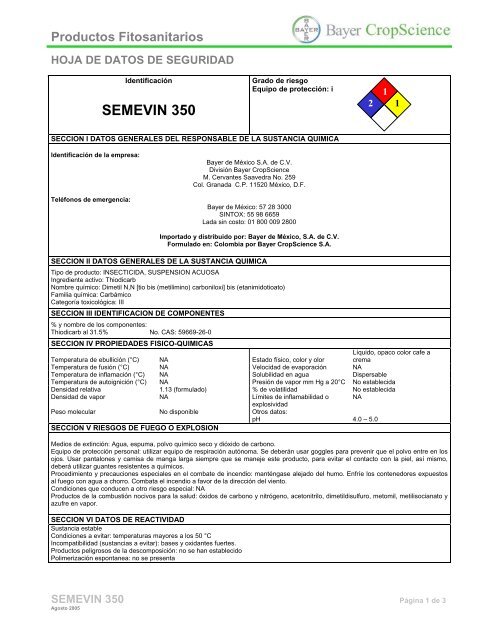 Nombre comercial: - Bayer CropScience Mexico