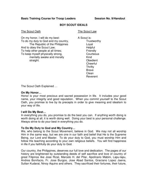 Scout Ideals - Scout Center Dot Net