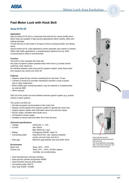 Motor Lock Assa Evolution